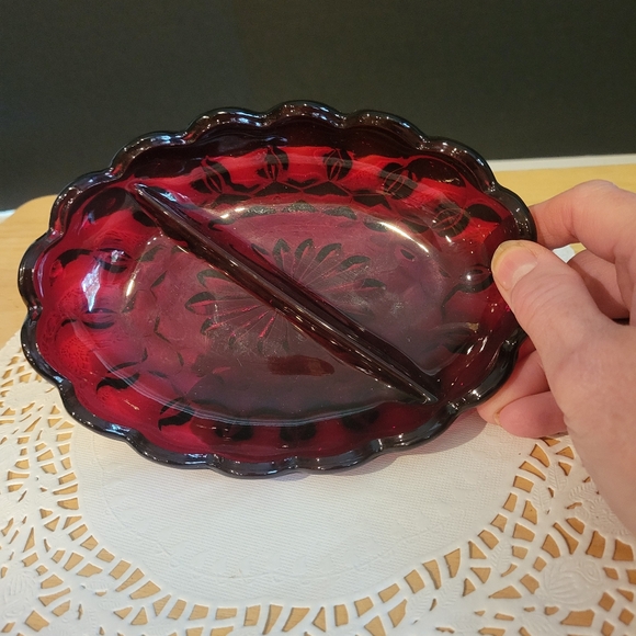 Dining | Anchor Hocking Ruby Red Glass Divided Candy Nut Dish 7 X 5 ...